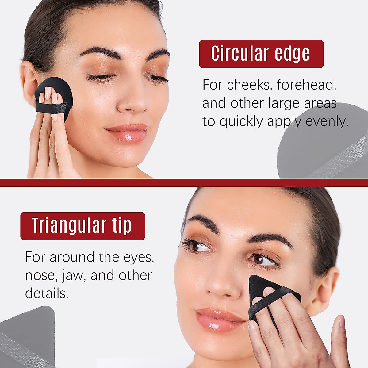 Foonbe Triangle Makeup Sponge, Soft Triangle Makeup Sponge Beauty Gift Set, Reusable Velour Cosmetic Foundation Blender for Loose Powder and Contouring, Beauty Tool (6 Pcs)