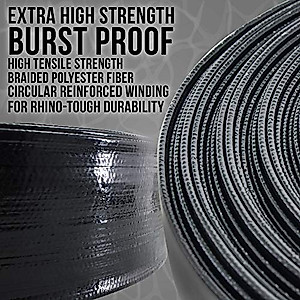 U.S. Pool Supply Black Rhino 1-1/2" x 50' Pool Backwash Hose with Hose Clamp - Extra Heavy Duty Superior Strength, Thick 1.2mm (47mils) - Weather Burst Resistant - Drain Clean Swimming Pools & Filters