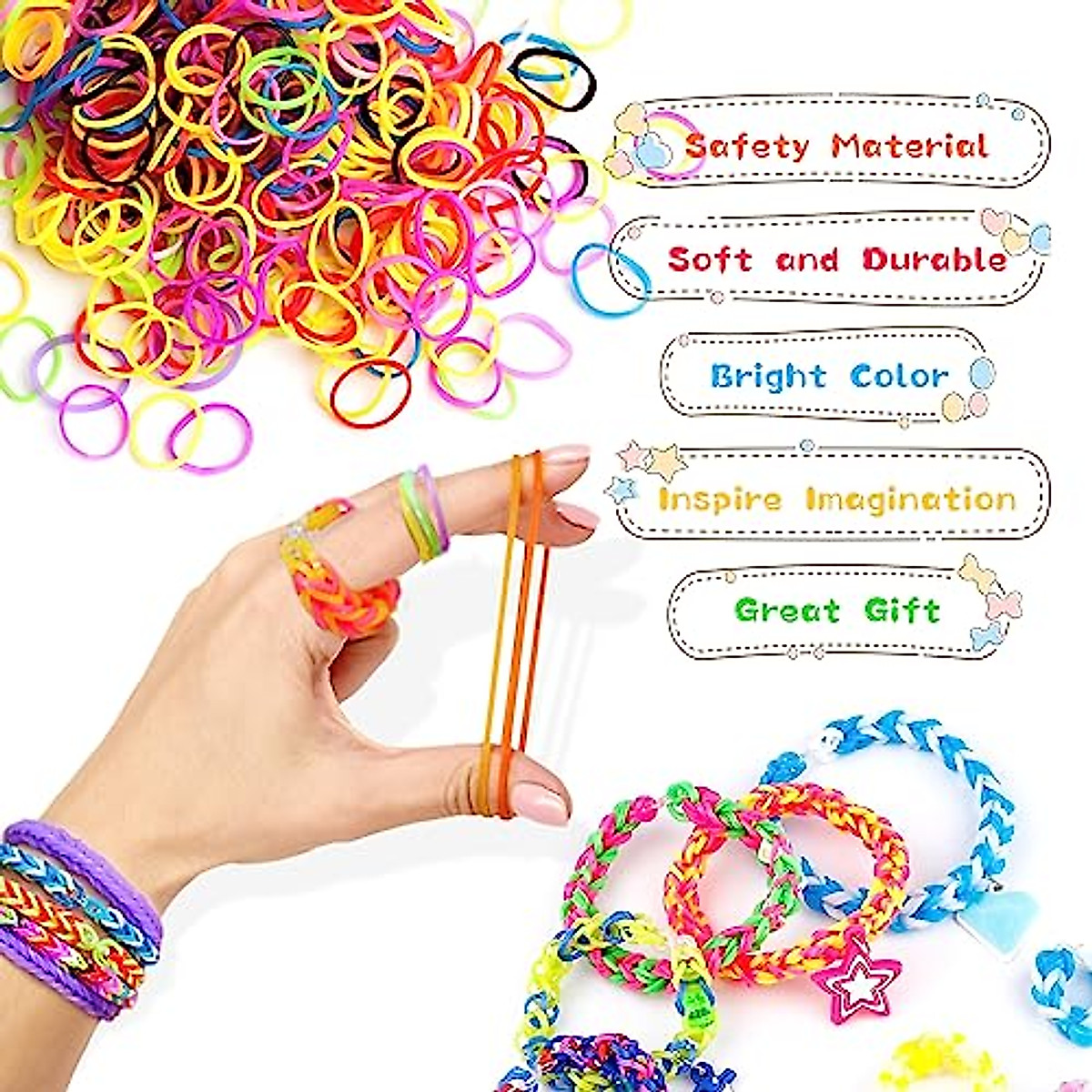 UUEMB 3000+ Rubber Band Bracelet Kit, Colorful Loom Bracelet Making Kit with Storage Box, DIY Art Craft Kit with Charms Beads for Beginners Kids Girls Boys Birthday Parties Christmas Gift