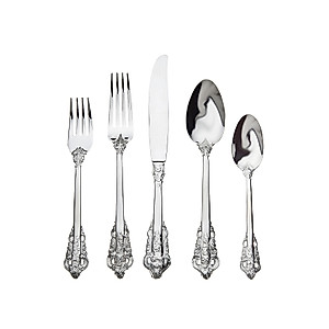 Godinger Flatware Set, Dinner Forks, Salad Forks, TableSpoons, Tea Spoons and Knives, 18-10 Stainless Steel 20 Piece Set, Vivaldi