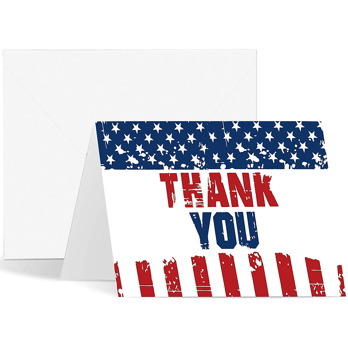 Whaline 30Pcs Patriotic Greeting Cards American Flag Thank You Cards Retro 4th of July Note Card with Envelops and Adhesive Stickers for Independence Day Party Favor Supplies, 4 x 6inch