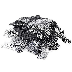 NiuZaiz Letter Happy Birthday 50g 1000 Pieces Confetti Party Favors (Black Silver Mixed)