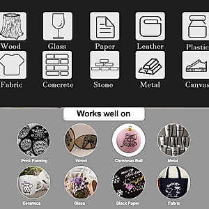 Black Paint Pens, 6 Pack 0.7mm Acrylic Black Permanent Marker ,White Paint Pens for Rock Painting, Stone,Wood, Plastic, Ceramic, Glass, Metal Canvas, Paper, Water-based Extra Fine Point