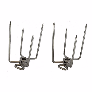 OneGrill Stainless Steel Grill Rotisserie Spit Rod Forks (Fits: 1/2 Inch Hexagon, 3/8 Inch Square, 1/2 Inch Round)