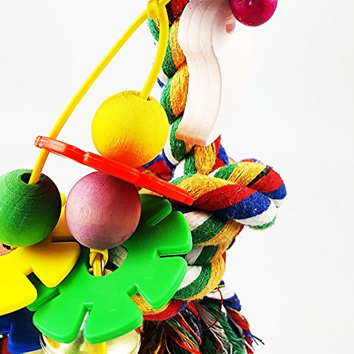 SONGBIRDTH Parrot Chew Toys - Bird Parrot Pet Colorful Rope Chewing Teeth Grinding Hanging Toy Decoration Bell for Medium and Small Parrot Colorful