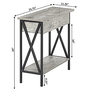 Convenience Concepts Tucson Flip Top End Table with Charging Station and Shelf, Faux Birch