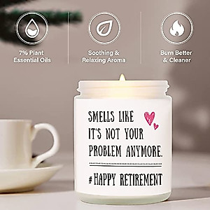 Retirement Gifts for Women Men 2023 - Happy Retirement Candle, Funny Retirement Gifts for Coworker Friends, Work Bestie, Teacher, Boss, Going Away Goodbye Gifts for Coworker - 7oz Soy Candle