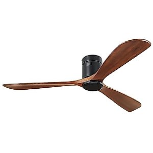 Mpayel 60" Ceiling Fan, Flush Mount Outdoor Ceiling Fan with 3 Walnut Wood Blades, Reversible and Timing, No Light for Indoor Bedroom, Outdoor Covered Patios, Backyard