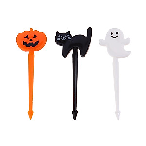 12PCS Halloween Cocktail Picks Fruit Fork Creative Fashion Cartoon Fruit Sign Childrens Holiday Fruit Fork Set