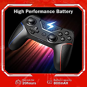 YCCTEAM Wireless Pro Controller for Switch/Lite/OLED, Switch Controller Support Adjustable Turbo Function, Switch Remote Controller Gamepad with Wake-up, Motion Control and Vibration