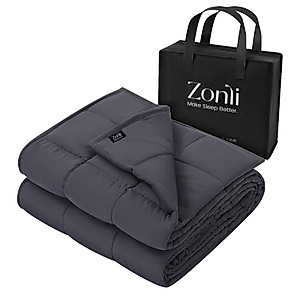 ZonLi Weighted Blanket (60''x80'', 20lbs, Queen Size Dark Grey), Weighted Blankets for Adults and Kids, High Breathability Heavy Blanket, Soft Material with Premium Glass Beads