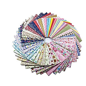 Phantomon 50pcs 8inch x 8inch Cotton Fabric Craft Precut Square Patchwork Sheets for Quilting, Sewing, Scrapbooking (8Inch x 8Inch)