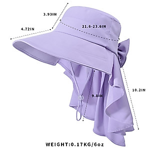 Chasenew Women's Sun Hat UV Protection Foldable Waterproof Wide Brim Bucket Hats with Neck Flap for Summer Beach Fishing Hiking Beige