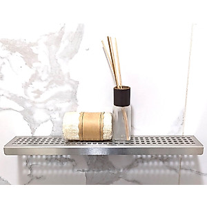 SereneDrains Stainless Steel Brushed Nickel Shower Shelf for Inside Shower Drill in Wall Mount Small Bathroom Shelf Decor Organizer Rack Caddy Floating (Brushed Stainless Steel, 24 Inch)