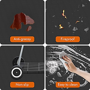 WLEAFJ Under Grill Mat, Fire Pit Mat Fireproof Mat, 36 x 48 inches Grill Mats for Outdoor Grill Deck Protector, BBQ Mat for Under BBQ, Perfect for Charcoal Grills, Gas Grills, Oil Fryers and Smokers