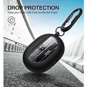 SURITCH Case for Beats Studio Buds 2021, Studio Buds+ Plus 2023 Protective Case Cover with Carabiner Keychain, Skin-Friendly TPU Shockproof Protector for Earbuds Charging Case Accessories, Black