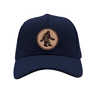 Bigfoot/Sasquatch Hat! Adjustable-Back Ball Cap with Embroidered Bigfoot (Navy Blue)