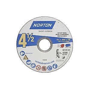 Norton 4-1/2-Inch Cut Off Wheels, Pack of 5 - Aggressive Cutting Discs for Angle Grinder, General Purpose Cutting for Metal & Stainless Steel