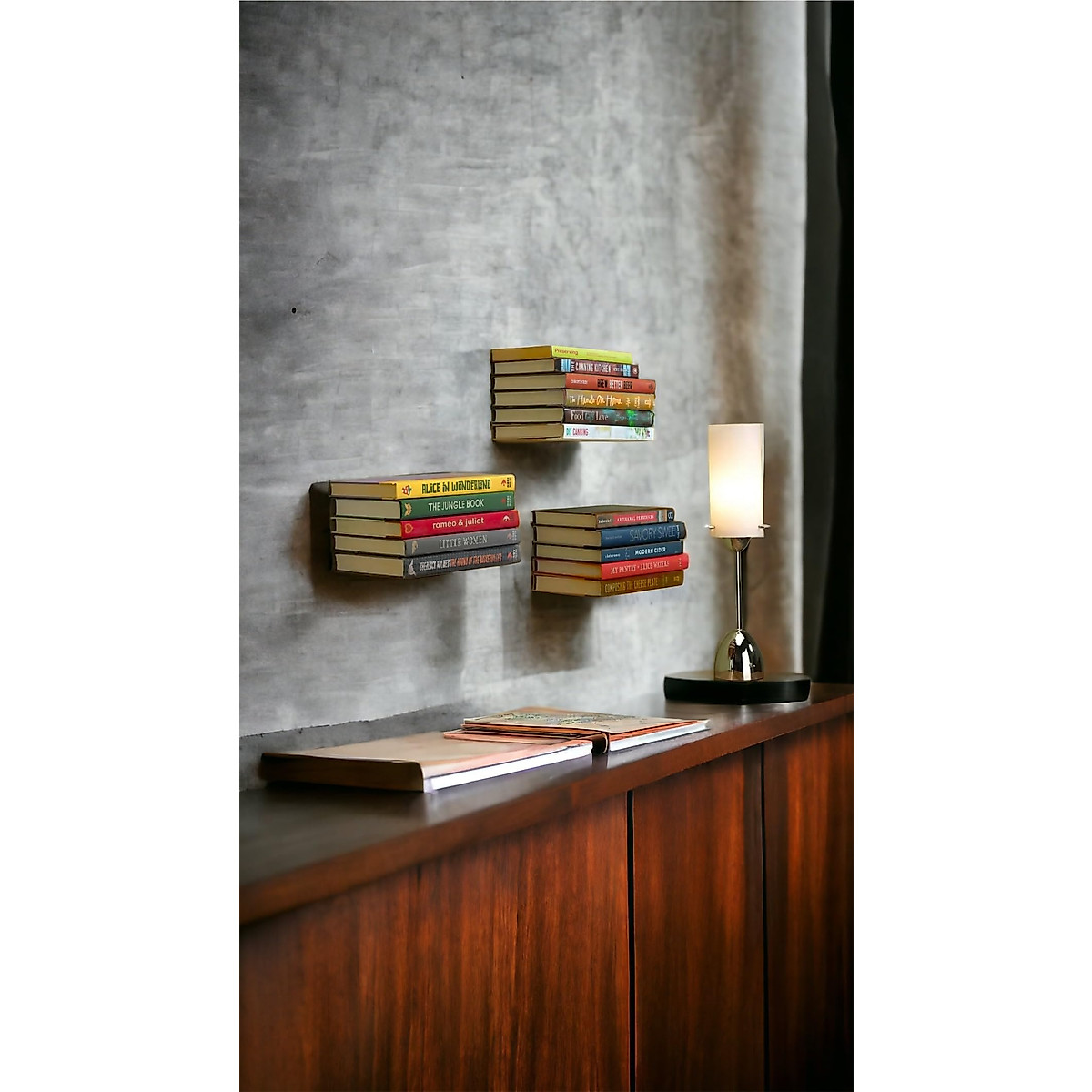 Geniori Invisible Floating Bookshelves Hidden Shelf, 40 lbs Heavy Duty, Book Organizers, Multipurpose Stainless Steel Wall Mounted Shelves Office Living room Bedroom Kitchen Bathroom Modern Home Decor