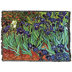 Pure Country Weavers Irises Blanket by Vincent Van Gogh - Fine Art Gift Tapestry Throw Woven from Cotton - Made in The USA (72x54)