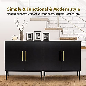 REHOOPEX Black Storage Cabinet, Modern Accent Buffet Cabinet, Free Standing Sideboard and Buffet Storage with Door, Wood Buffet Storage Sideboard for Bedroom, Living Room, Kitchen, Office or Hallway