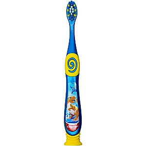 Colgate Dinosaur Toothbrush for Children with Suction Cup, Kids 2-5 Years Old, Extra Soft - Pack of 3