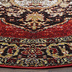 SAFAVIEH Vintage Hamadan Collection 3' Round Red / Multi VTH219A Oriental Traditional Persian Non-Shedding Dining Room Entryway Foyer Living Room Bedroom Area Rug