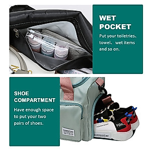 Beige Small Gym Bag for Women, Waterproof Travel Duffle Bag Carry On Weekender Bag with Shoe Compartment & Wet Pocket, Gym Tote Bag for Travel, Workout, Sport