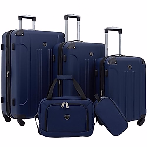 Travelers Club Chicago Hardside Expandable Spinner Luggages, Navy Blue, 5 Piece Set, TCL-77995-410