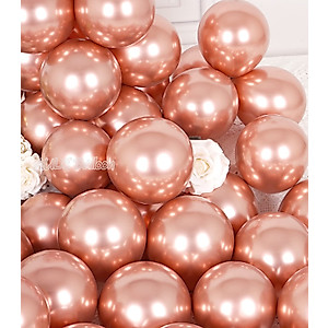 AULE Metallic Rose Gold Balloons 5 inch 50 Pcs Rose Gold Latex Balloons Chrome Helium Shiny Thicken Balloon Perfect Party Decoration for Wedding Birthday Baby Shower Graduation Christmas Carnival