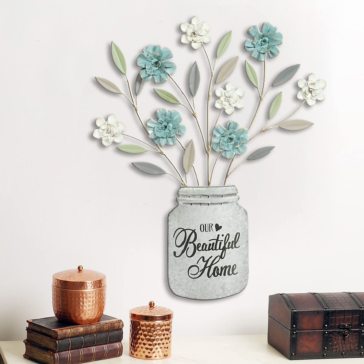 Hosley Metal Dimensional Wall Art Vase- 24" High. Ideal Gift for Weddings, Special Occasion, Home Decor, Party, Spa, Votive/LED Gardens, Home Office O9