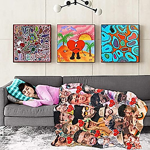 Bad Cute BunnyThrow Blanket Microfiber Plush Bed Throw Extra Soft Spare Blanket for Four Seasons Bed Sofa Sofa 3D Printed Design 80"x60"