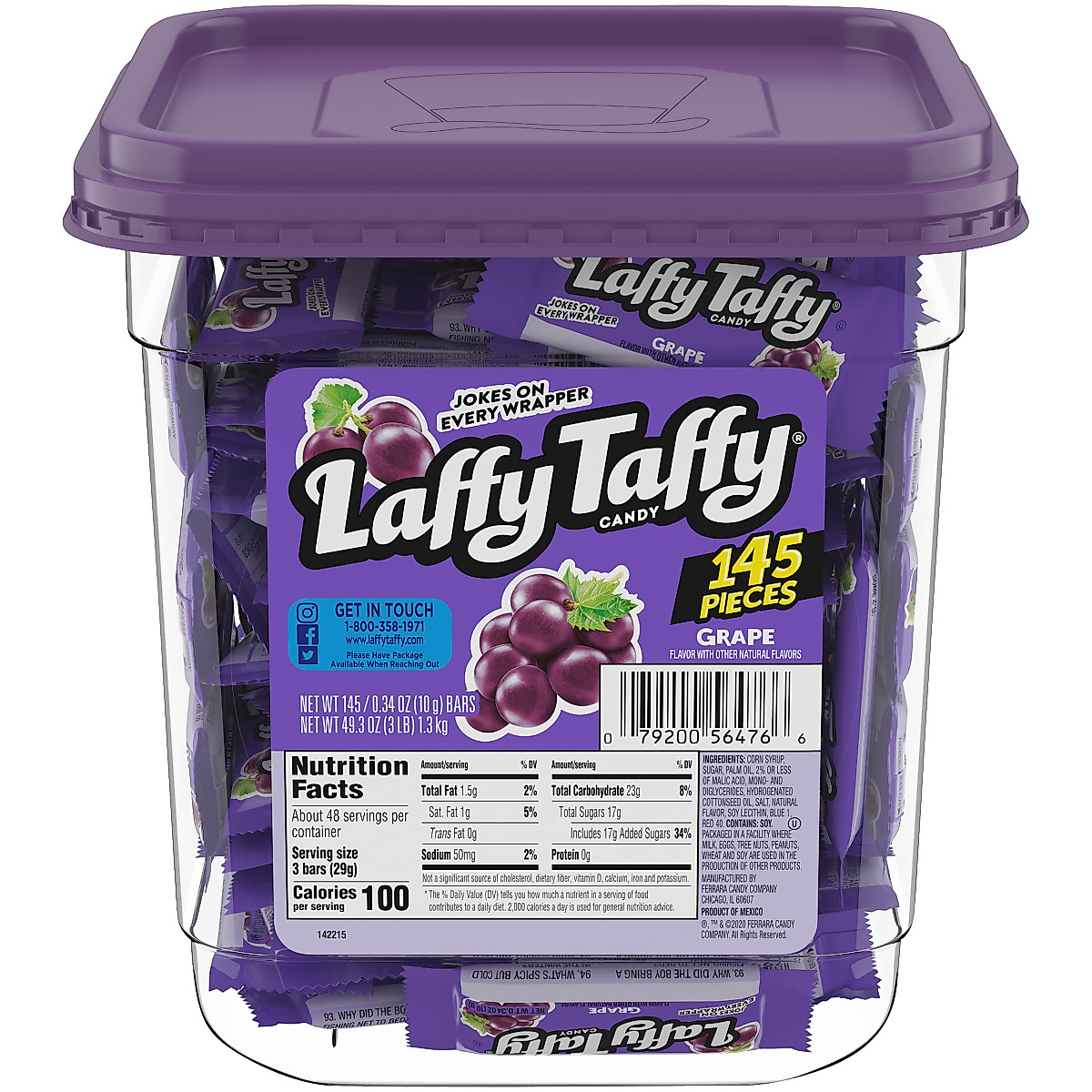 Laffy Taffy Candy, Grape Flavor, Individually Wrapped Candy, (145 Pieces)