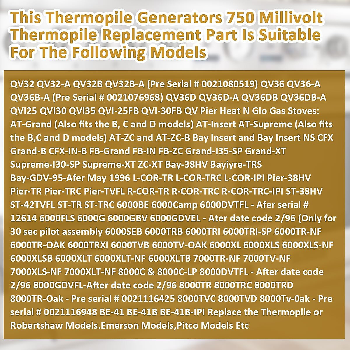 Fugedox 24" 750mv Thermopile Generators 750 Millivolt Thermopile Replacement Part Number r1054,7533113, 1950-001, 071515, 53374 for Heat Glo Heatilator,Fireplace Thermopile Replacement Fireplace