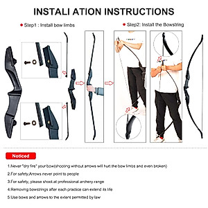 TOPARCHERY Archery 57" Takedown Youth Recurve Bow and Arrow Set Long Bow Kit with 6pcs Fiberglass Arrows for Beginner Teenagers Right Left Hand Black - Draw Weight 20lbs- 40lbs (40)