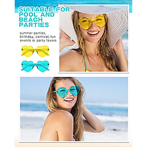 Colzzy 24 Pair Heart Shaped Rimless Sunglasses Transparent Candy Color Frameless Glasses Tinted Eyewear(Bright Colors)