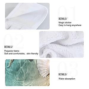 JSTEL Starfish Hanging Dish Towels for Kitchen,2 Piece Absorbent Kitchen Hand Towels Seashell Tea Towels Microfiber Dish Cloths for Drying Dishes