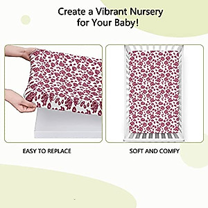 Rose Themed Fitted Mini Crib Sheets,Portable Mini Crib Sheets Ultra Soft Material-Crib Mattress Sheet or Toddler Bed Sheet,24“ x38“,Pale Maroon White