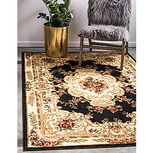 Unique Loom Versailles Collection Traditional Classic Medallion Motif Area Rug (9' 0 x 12' 0 Rectangular, Black/ Ivory)