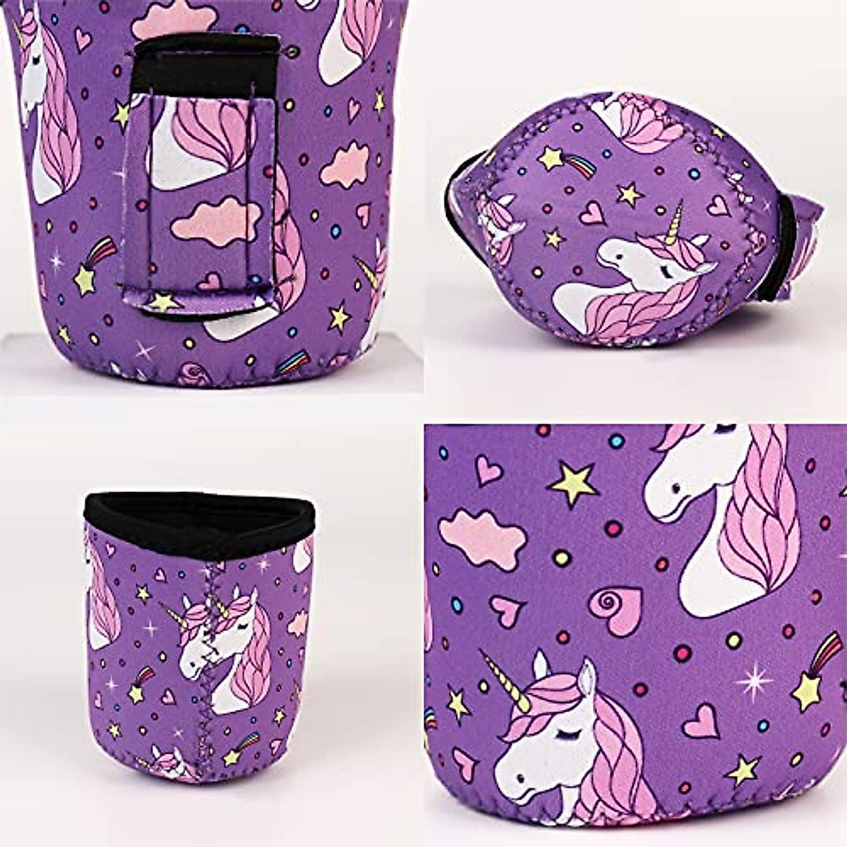 HaiMay 6 Pieces Reusable Ice Cream Sleeves Ice Cream Cover Ice Cream Holder Covers with Spoon Holder, Unicorn Style