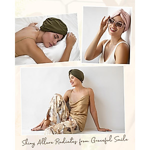 YANIBEST Silk Bonnet Satin Bonnet Hair Bonnet for Sleeping Silk Hair Wrap for Sleeping Bonnets for Women Curly Hair Green