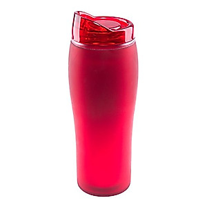 Liquid Logic Optima Mug: Silicone Rubber-Coated Acrylic Outside and Chrome-Plated Acrylic Liner with Press-On Lid, 14 oz, Red