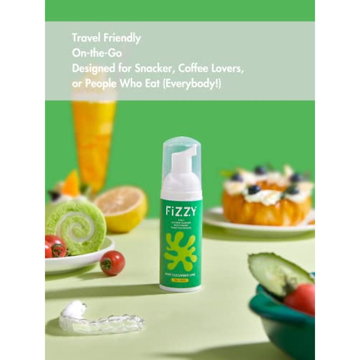 3-in-1 Foam Cleaner for Aligner, Retainer, Denture, Night Guard, Mouth Guard, Invisalign, Smile Direct, Byte | Alcohol & Fluoride Free | Xylitol Mouthwash & Foam Toothpaste| Travel-Size, Mint Cucumber