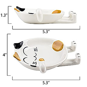 VanlonPro Ceramic Spoon Rest,Cartoon Black Yellow Cat Spoon Rests,Multi-Functional Utensil Spoon Rest Holder for Cooking,Kitchen Counter,Stove Top,Utensil Holder,Coffee Spoon Rest,Gift for Cat Lover