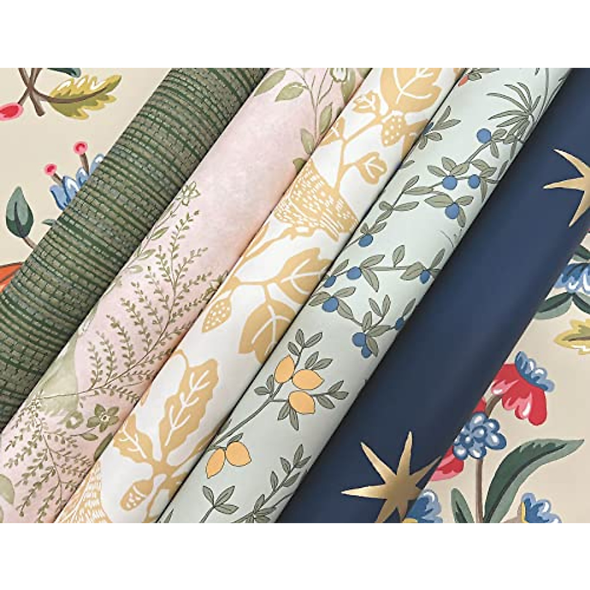 Erin & Ben Co. PSW1451RL Navy and Metallic Gold Star Splendor Premium Peel and Stick Wallpaper Blue