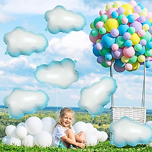 14 Pcs Cloud Balloons, Large White Clouds Foil Mylar Balloons, Happy Cloud Mylar Balloon for Birthday Themed Party Decorations Supplies