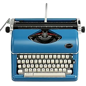 Blue Vintage Typewriter for a Nostalgic Flow - Manual Typewriter Portable Model for Remote Writing Locations - Sleek & Durable Type Writer Classic Word Processor - Typewriters for Writers