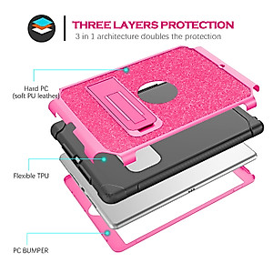 YINLAI Case for iPad 6th / 5th Generation, iPad 9.7 Case Glitter Women Hybrid Shockproof Protective Cover with Kickstand iPad 9.7-Inch iPad Air 2nd A1893/A1954/A1822/A1823, Hot Pink