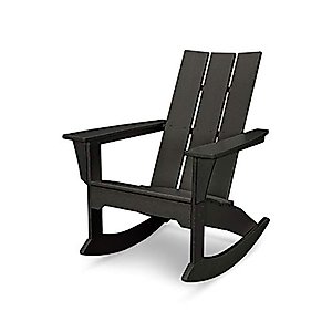 POLYWOOD MNR10BL Modern Adirondack Rocker, Black