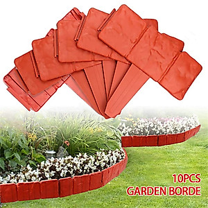 HOUKAI 20Pcs Edging Cobbled Stone Fencing Garden Fence Effect Plastic Lawn Plant Border Decorations
